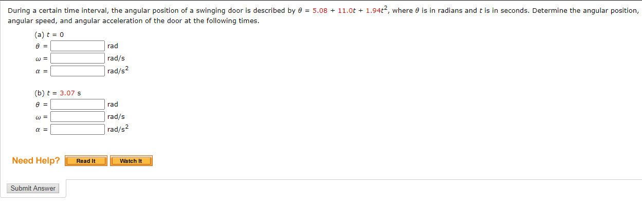 Solved During a certain time interval, the angular position | Chegg.com