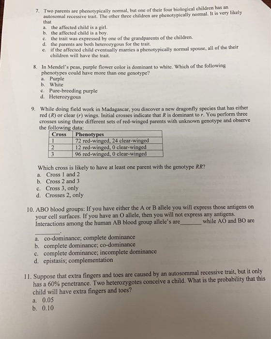 Solved Multiple Choice: Do all. Three points each 1. Two gen | Chegg.com
