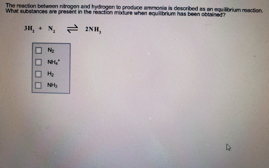 Solved e reaction between nitrogen and hydrogen to produce | Chegg.com