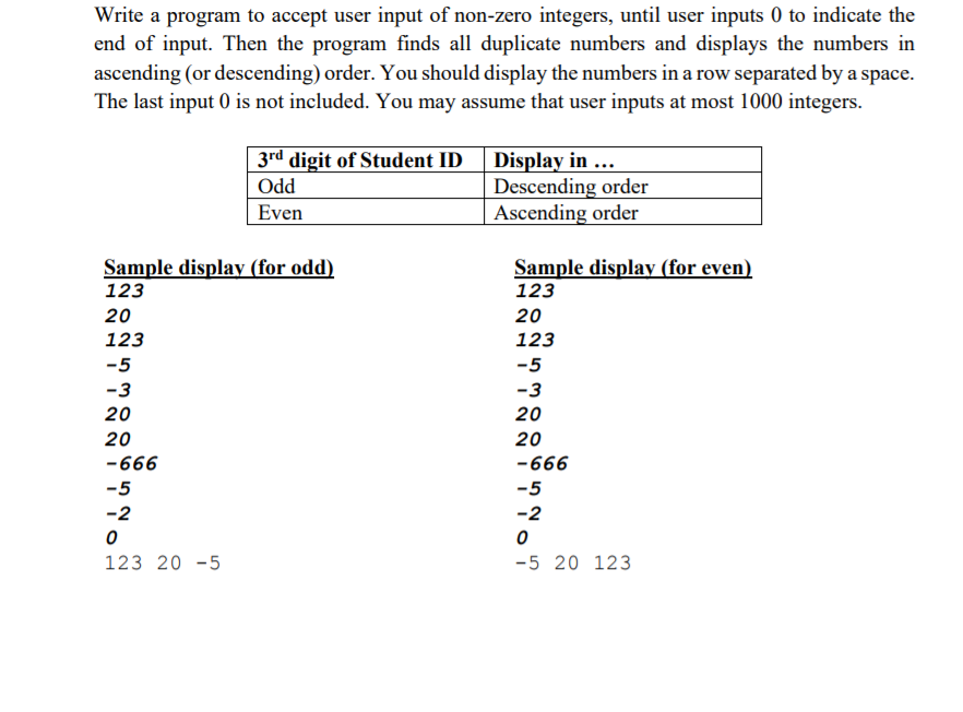 Solved Write a program to accept user input of non-zero | Chegg.com