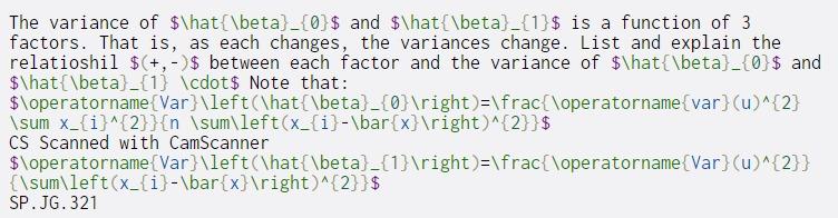 Solved The variance of $\hat{\beta}_{0}$ and | Chegg.com