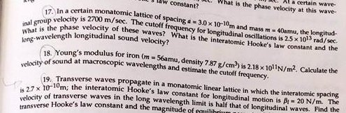 Solved SOLID STATE PHYSICS SOLVE THE PROBLEM 17 (JUST THAT | Chegg.com