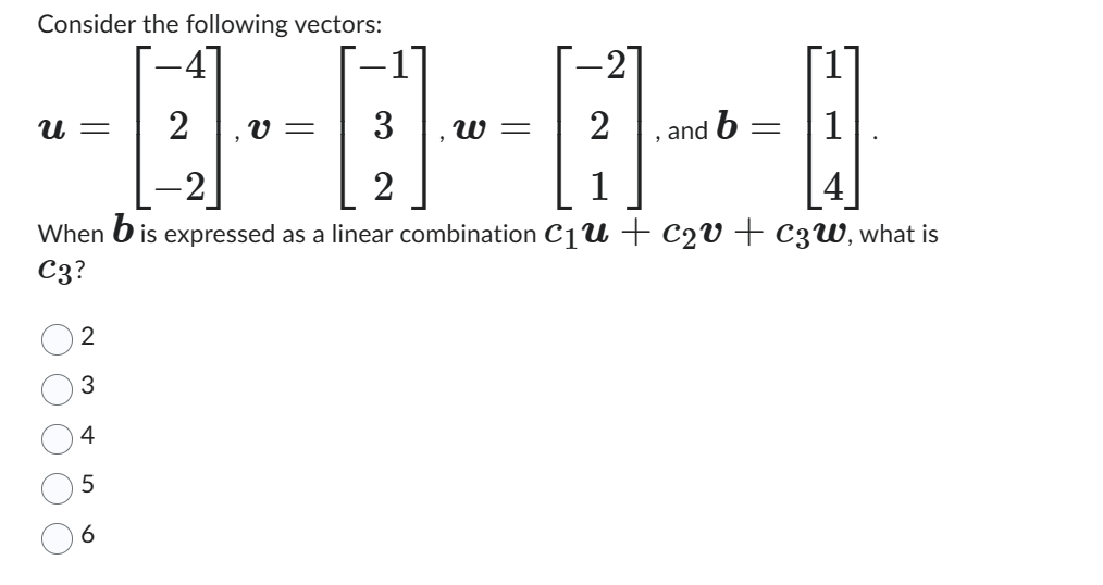 Solved Consider the following vectors: | Chegg.com