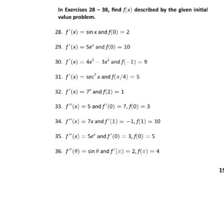 Solved Find f(x) described by the given initial value | Chegg.com