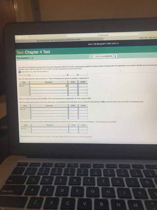 My Accounting Lab ACCT1100 FINANCIAL | Chegg.com