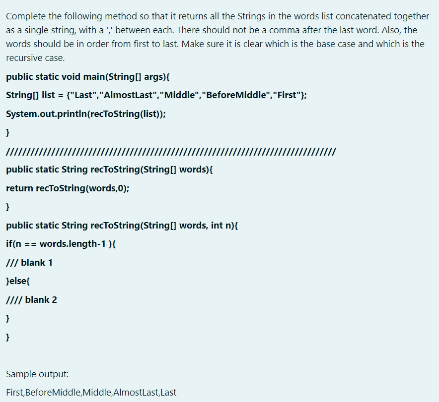 Solved Complete the following method so that it returns all | Chegg.com