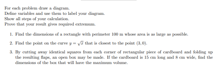 Solved For each problem draw a diagram. Define variables and | Chegg.com
