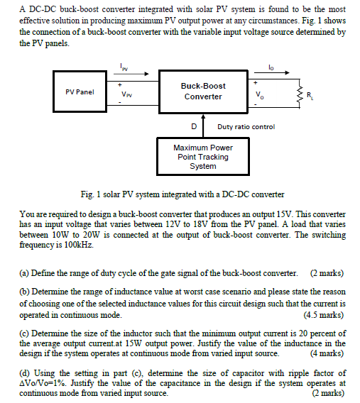 Solved A DC-DC buck-boost converter integrated with solar PV | Chegg.com