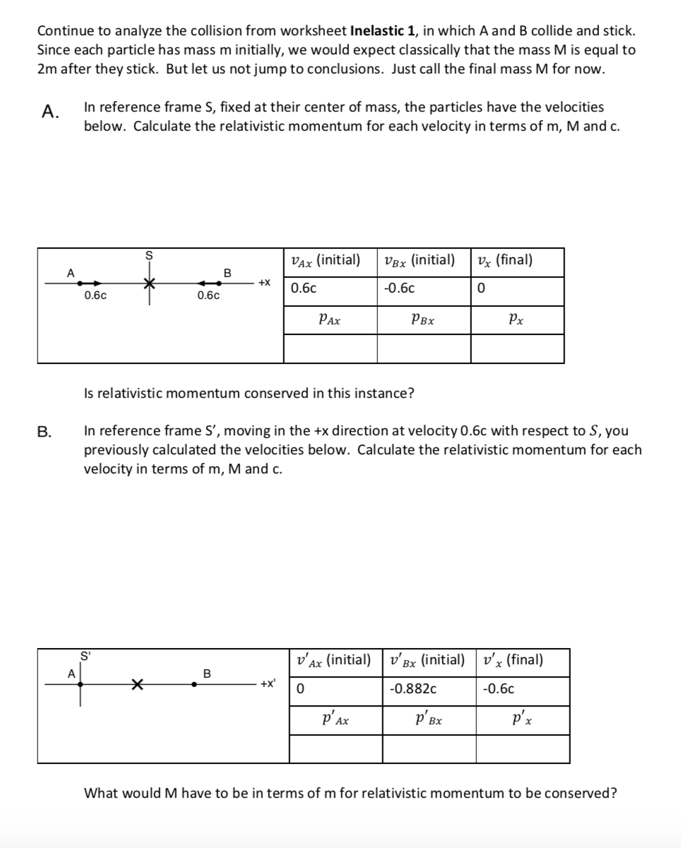 Solved Continue to analyze the collision from worksheet | Chegg.com
