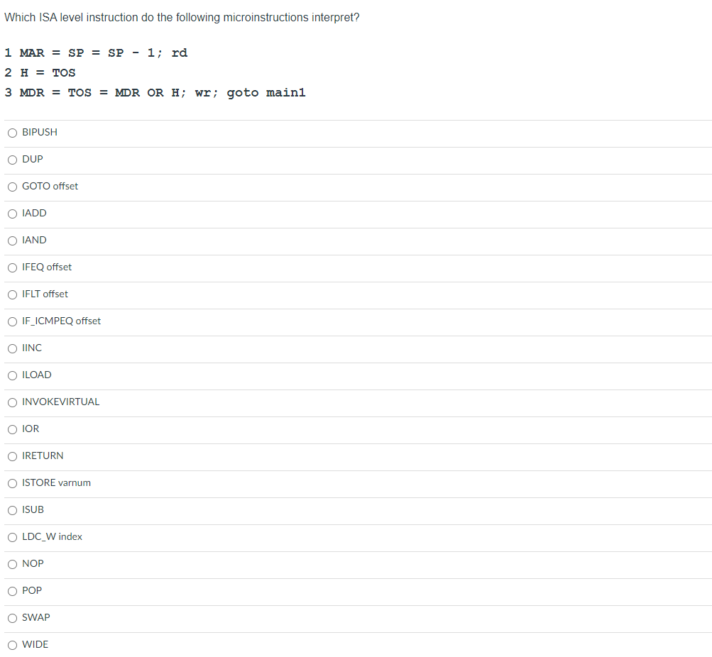 Which ISA level instruction do the following | Chegg.com