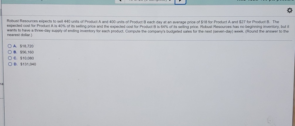 Solved Robust Resources expects to sell 440 units of Product | Chegg.com