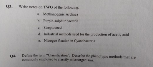 Solved Q3. Write notes on TWO of the following: a. | Chegg.com
