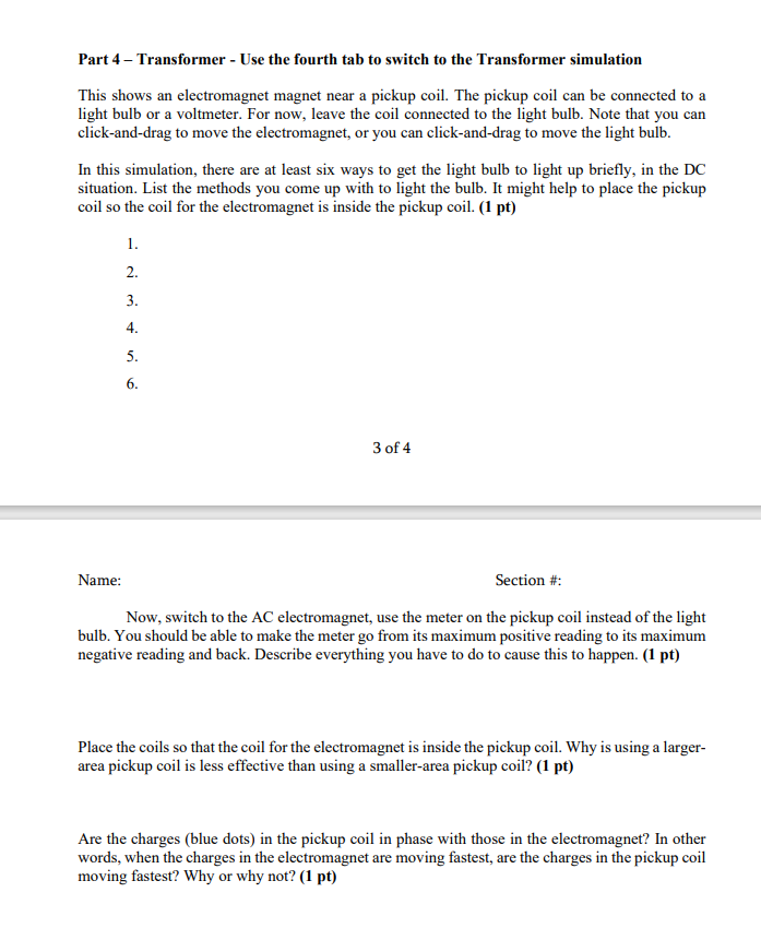 Solved Electromagnetic Induction Experiment In this | Chegg.com
