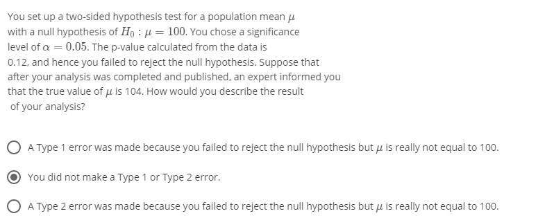 Solved You set up a two-sided hypothesis test for a | Chegg.com