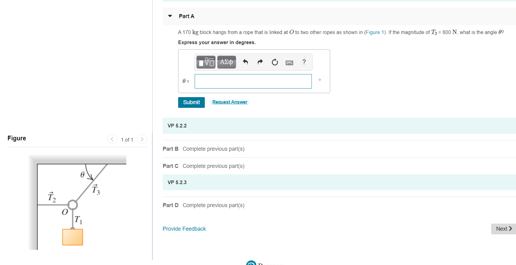 Solved Part A A 170 kg block hangs from a rope that is | Chegg.com