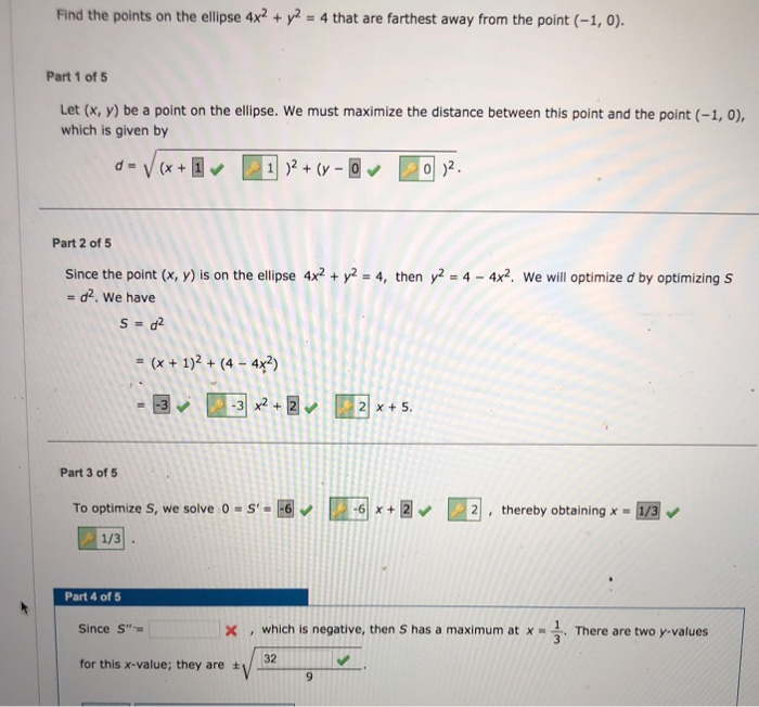 Solved Find the points on the ellipse 4x2 + y2 = 4 that are | Chegg.com