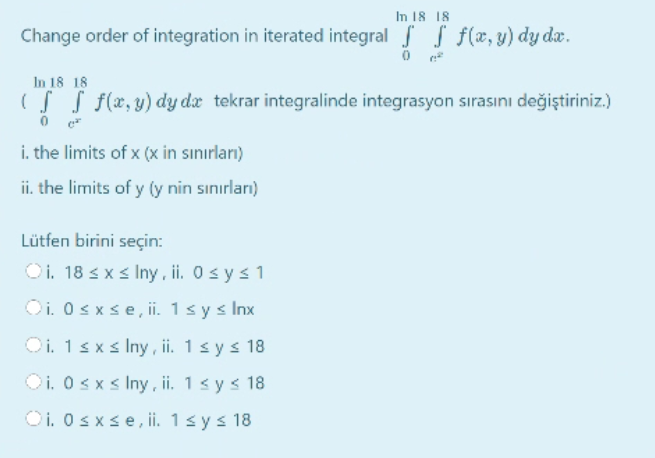 Solved Change order of integration in iterated integral | | | Chegg.com