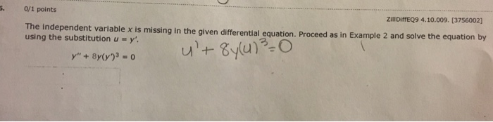 Solved The independent variable x is missing In the given | Chegg.com