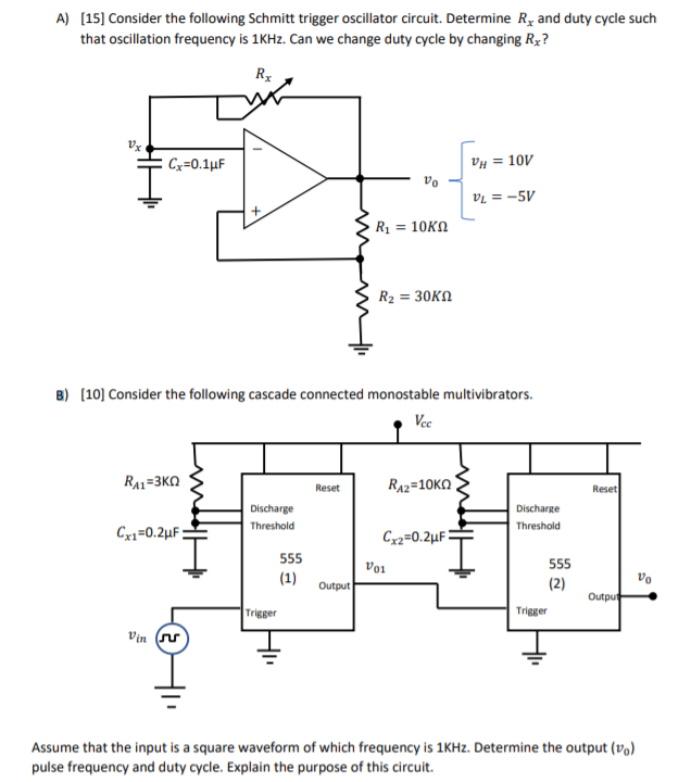 Solved A) [15] Consider the following Schmitt trigger | Chegg.com