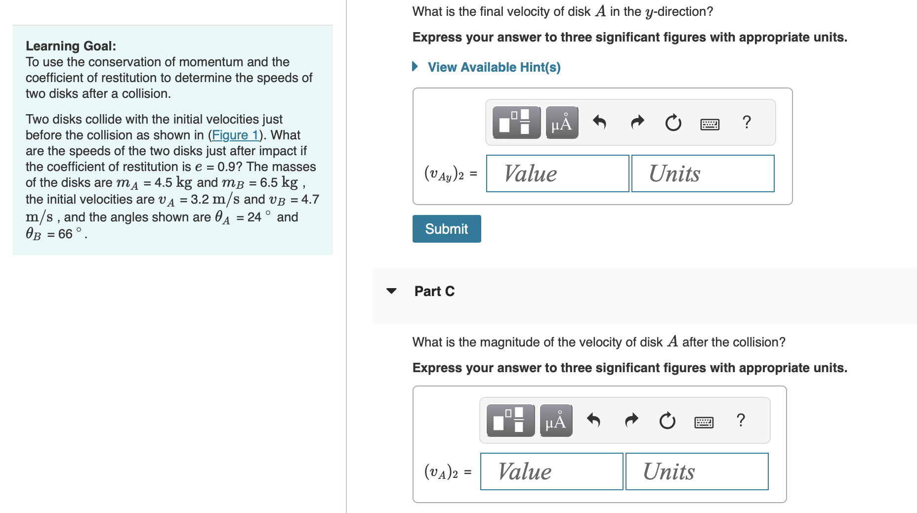 Solved What is the final velocity of disk A in the | Chegg.com