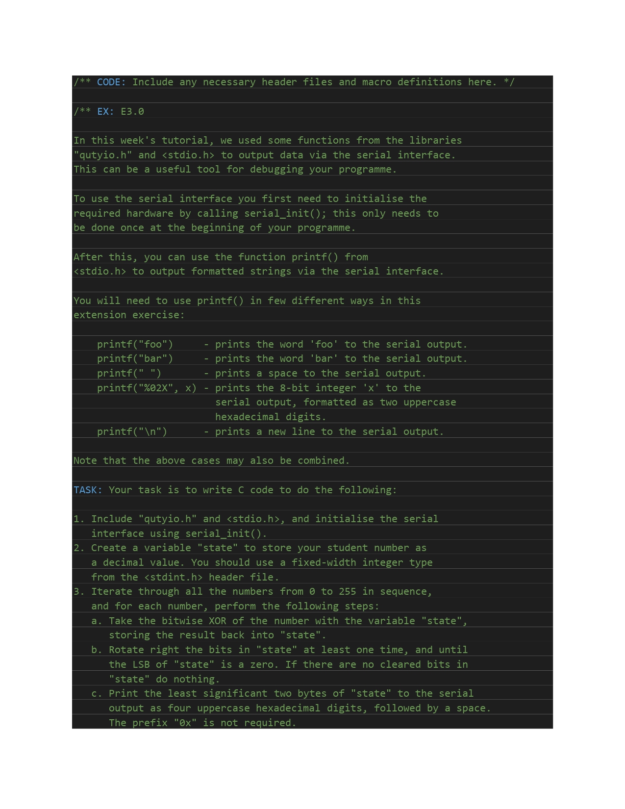 Solved /** CODE: Include any necessary header files and | Chegg.com