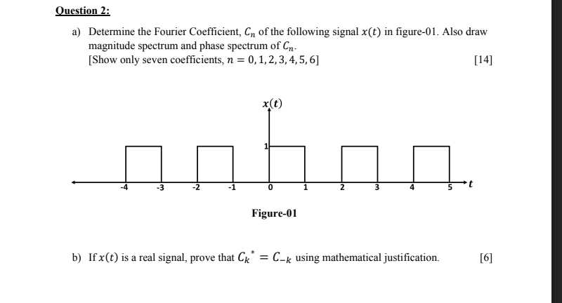 Solved Question 2: a) Determine the Fourier Coefficient, One | Chegg.com