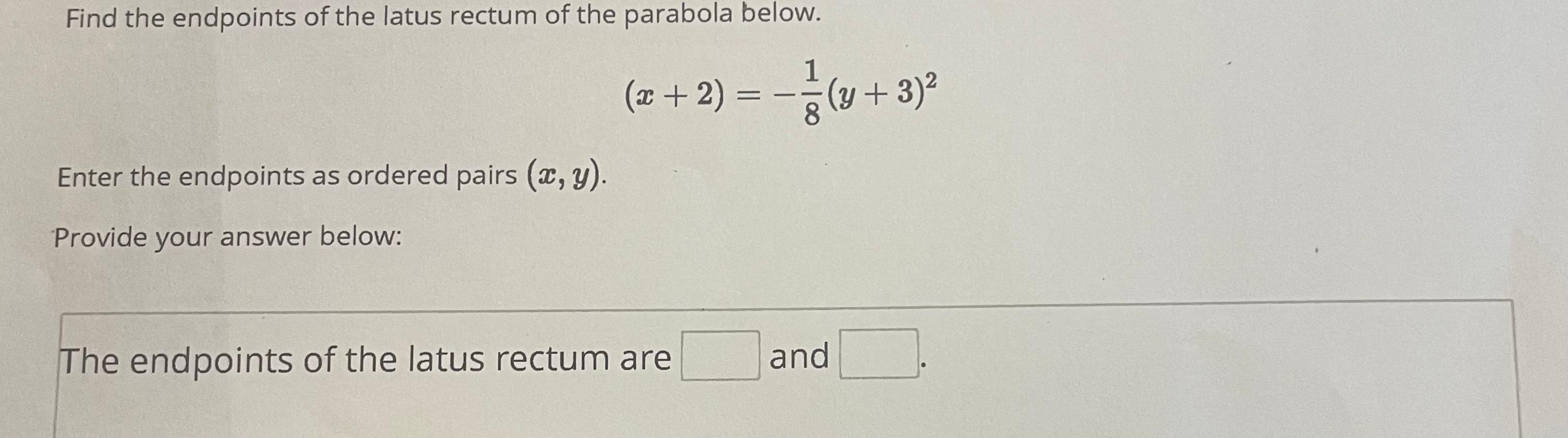 Solved Find the endpoints of the latus rectum of the | Chegg.com