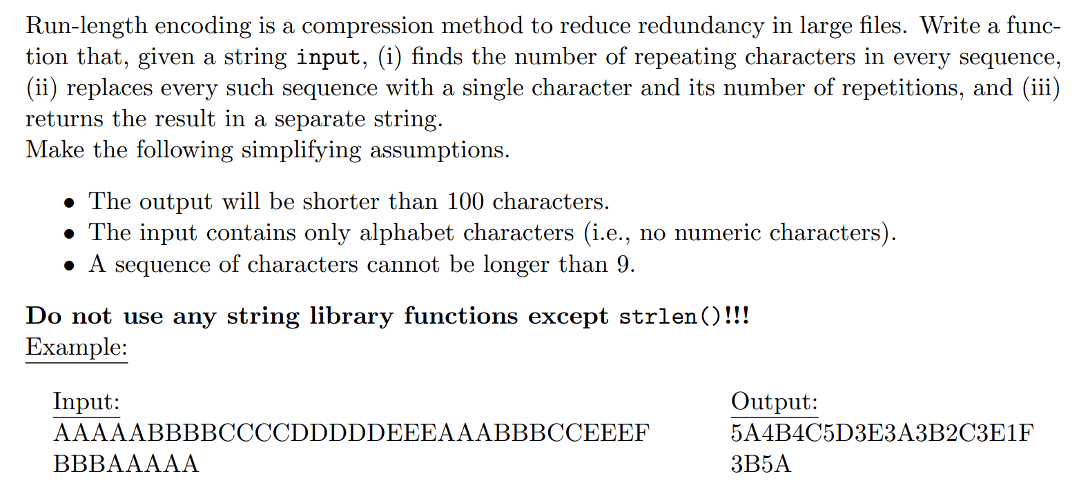 Solved Run-length encoding is a compression method to reduce | Chegg.com