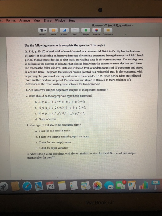 Solved rt Format Arrange View Share Window Help Homework11 | Chegg.com