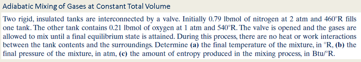 Solved Adiabatic Mixing of Gases at Constant Total Volume | Chegg.com