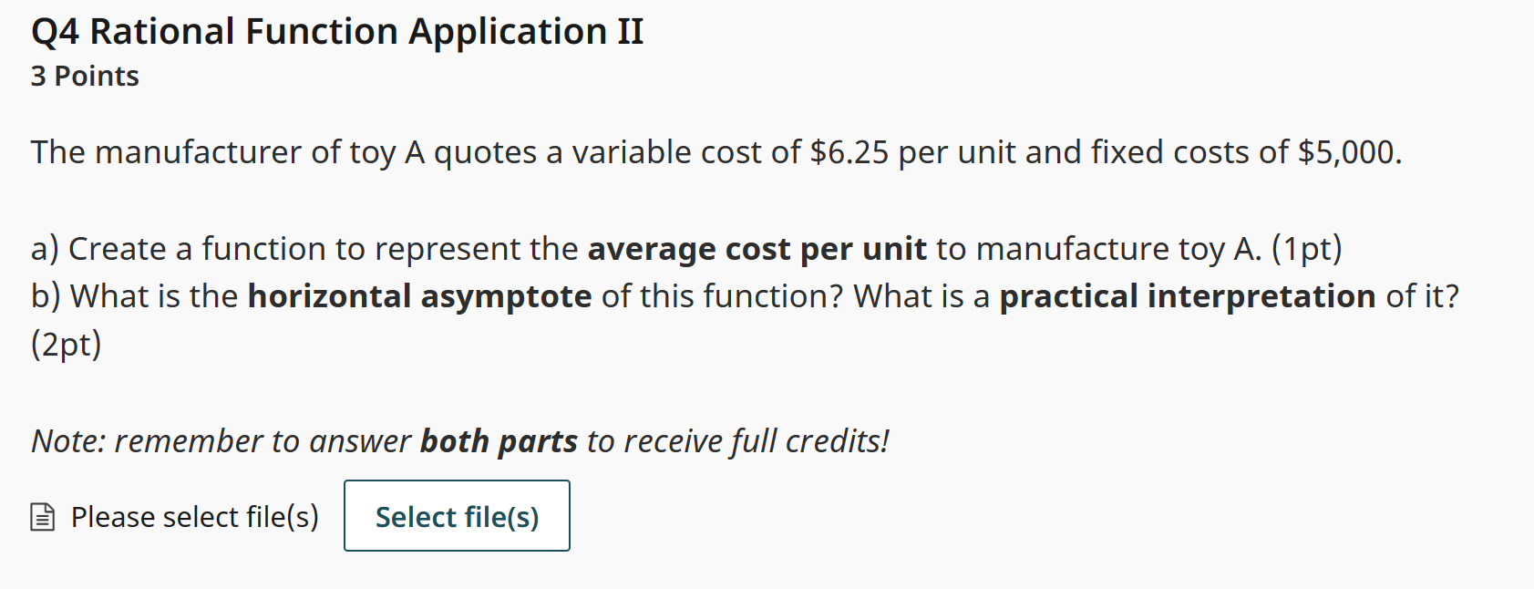 Solved Q4 Rational Function Application II 3 Points The | Chegg.com