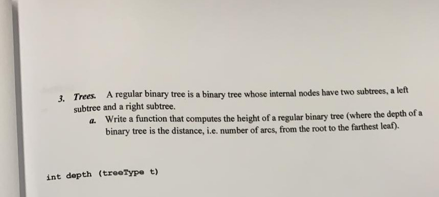 Solved Trees. A regular binary tree is a binary tree whose | Chegg.com