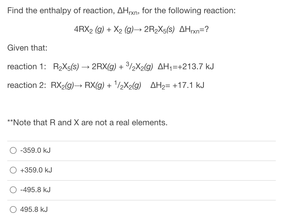 Solved Find the enthalpy of reaction, AHrxn, for the | Chegg.com