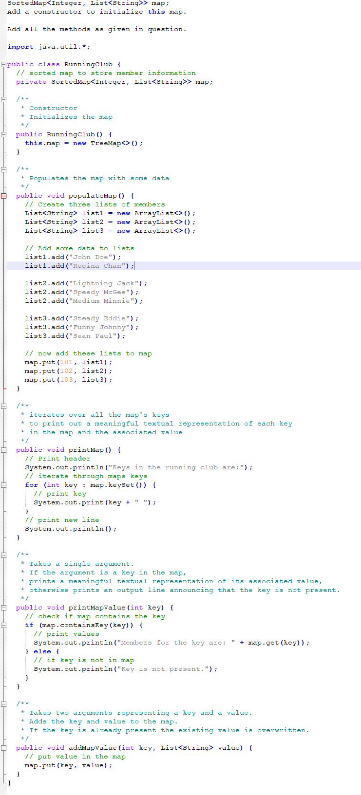 Solved Implement the methods specified below. Do not make | Chegg.com
