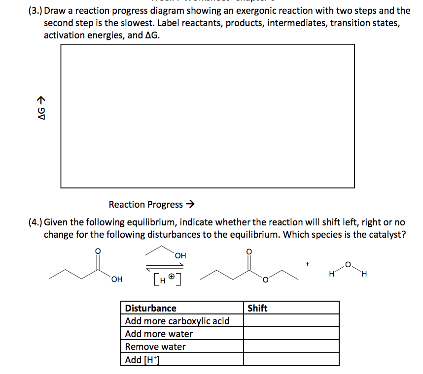 (3.) Draw a reaction progress diagram showing an | Chegg.com