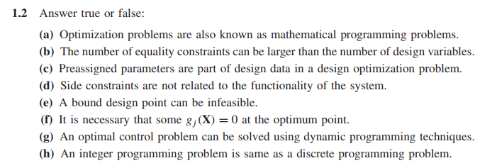 Solved 1.2 Answer true or false: (a) Optimization problems | Chegg.com