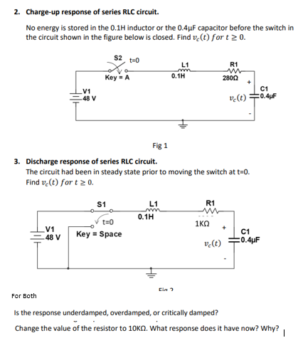 Solved 2. Charge-up response of series RLC circuit. No | Chegg.com