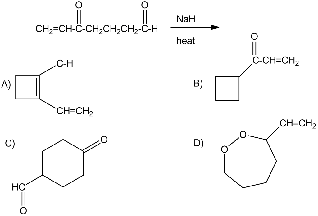 Solved NaH CH2-CH-C-CH2CH2CH2-C-H heat C-CH-CH2 C-H B) A) | Chegg.com