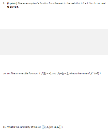 Solved 9. (6 points) Give an example of a function from the | Chegg.com
