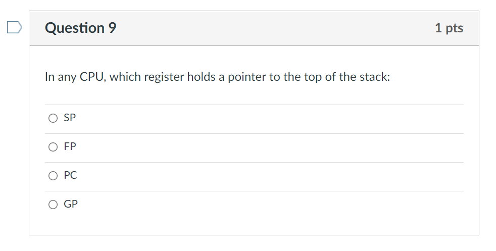 Solved Question 9 1 pts In any CPU, which register holds a | Chegg.com