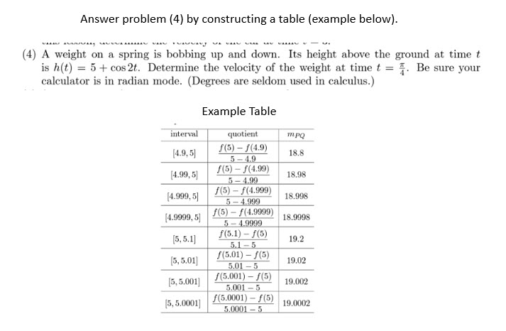Solved Answer problem (4) by constructing a table (example | Chegg.com