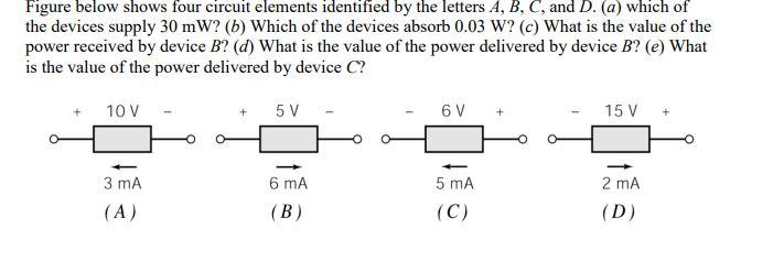 Solved Figure below shows four circuit elements identified | Chegg.com