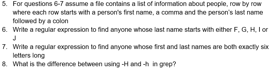 Solved 5. For questions 6-7 assume a file contains a list of | Chegg.com