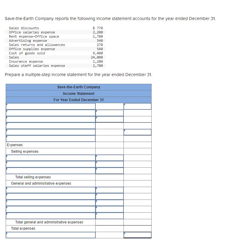 Solved Save-the-Earth Company reports the following income | Chegg.com
