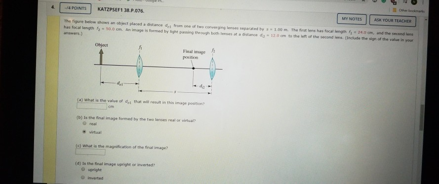 Solved Other bookmarks -14 POINTS KATZPSEF138.P.076. MY | Chegg.com