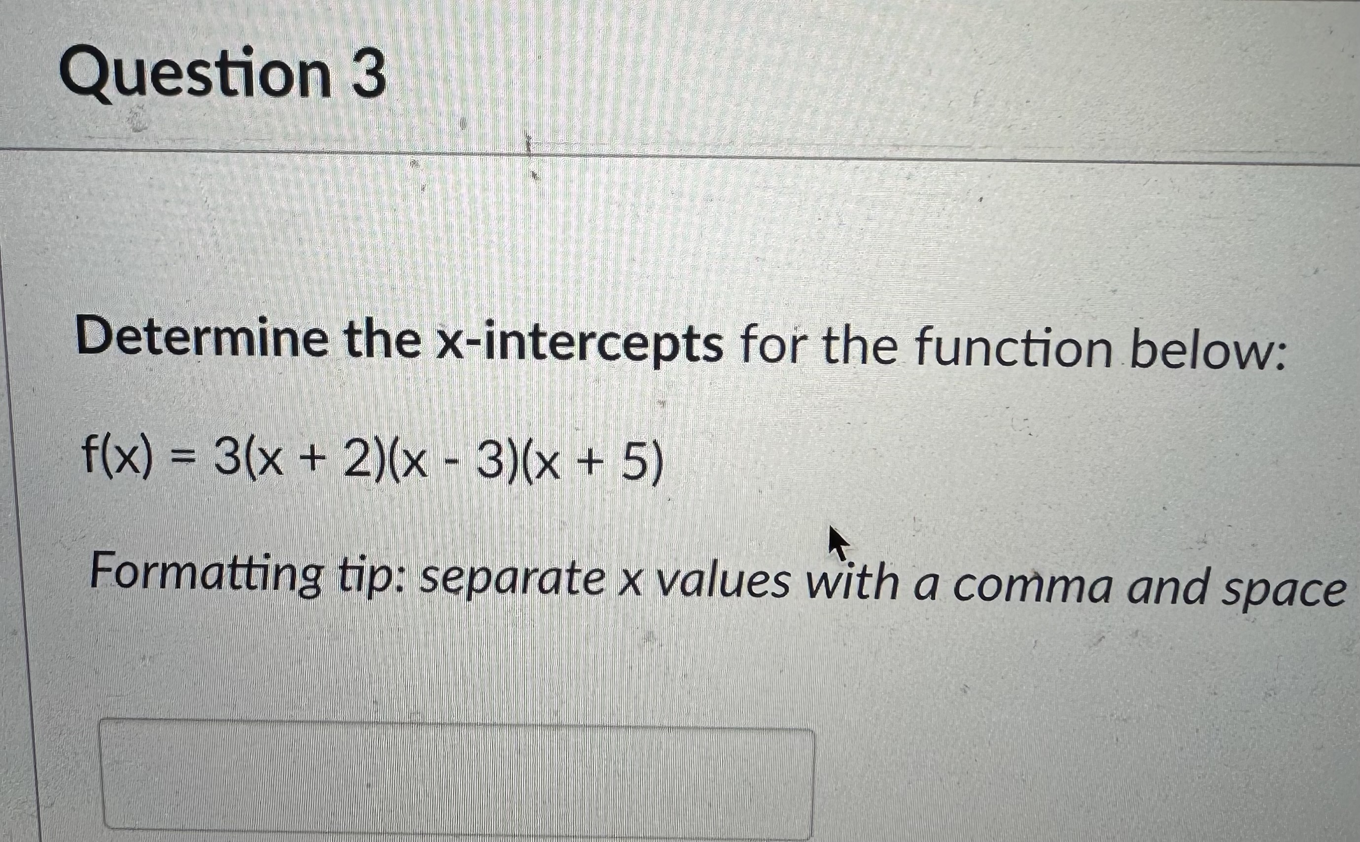 Solved Determine The X Intercepts For The Function Below 7160