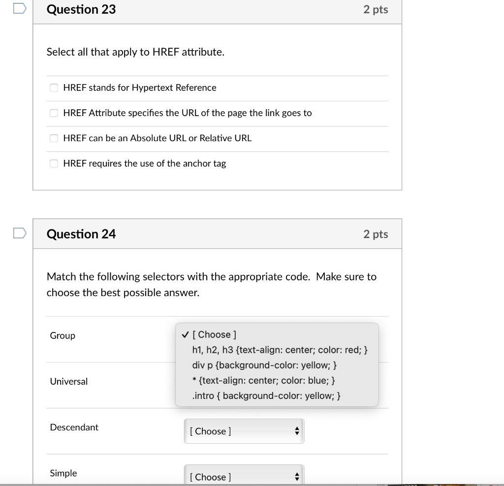 Solved U Question 23 2 Pts Select All That Apply To Href