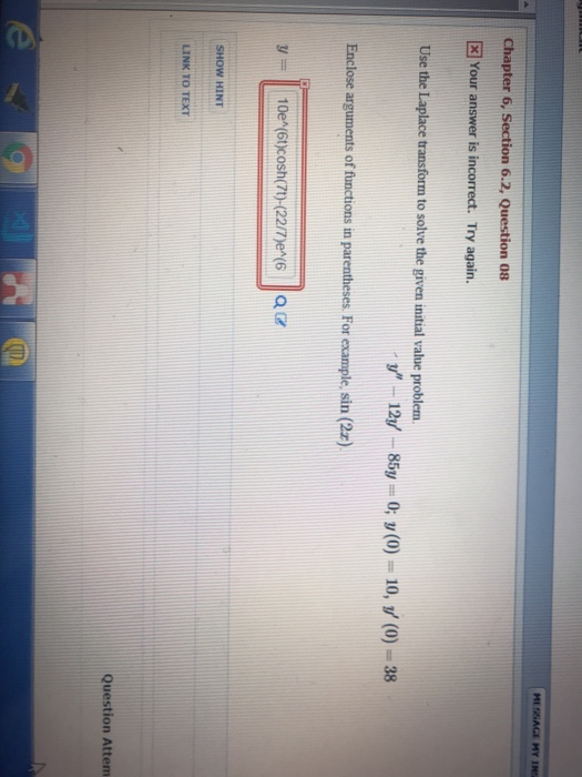 Solved Chapter 6 Section 6 2 Question 08 Use The Laplace Chegg