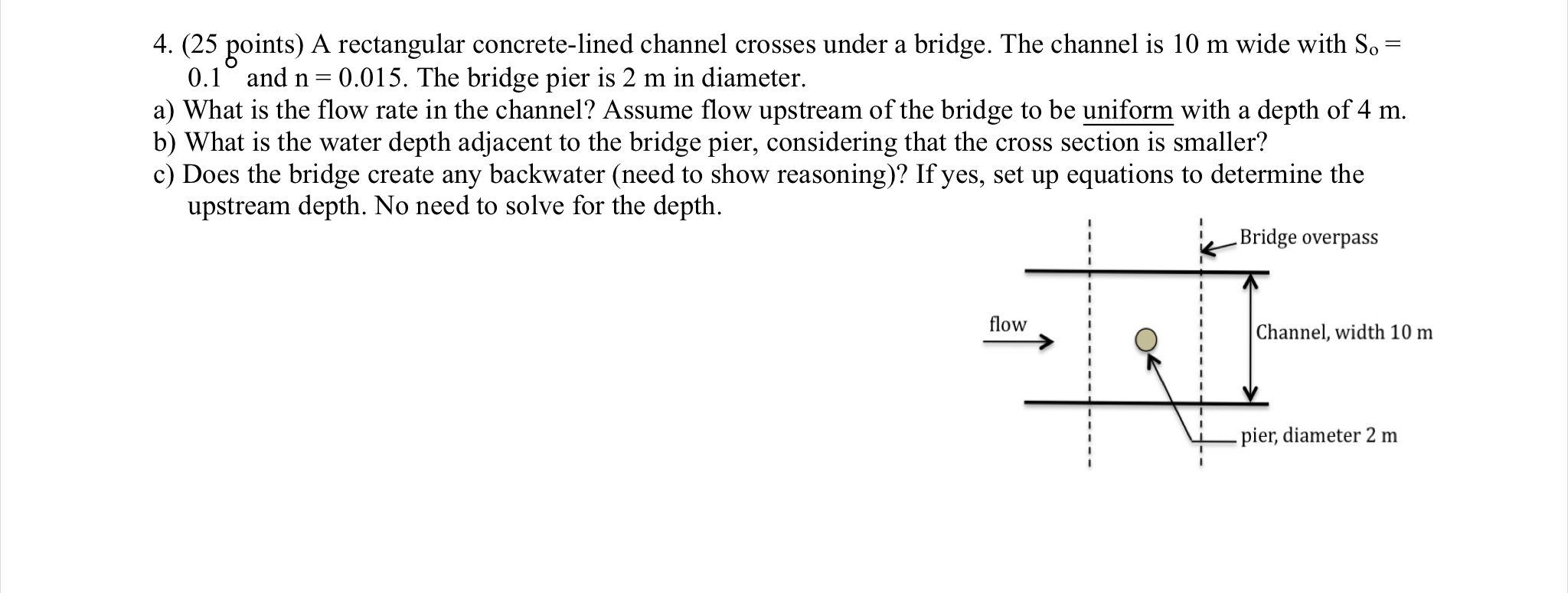 Solved 4. (25 points) A rectangular concrete-lined channel | Chegg.com