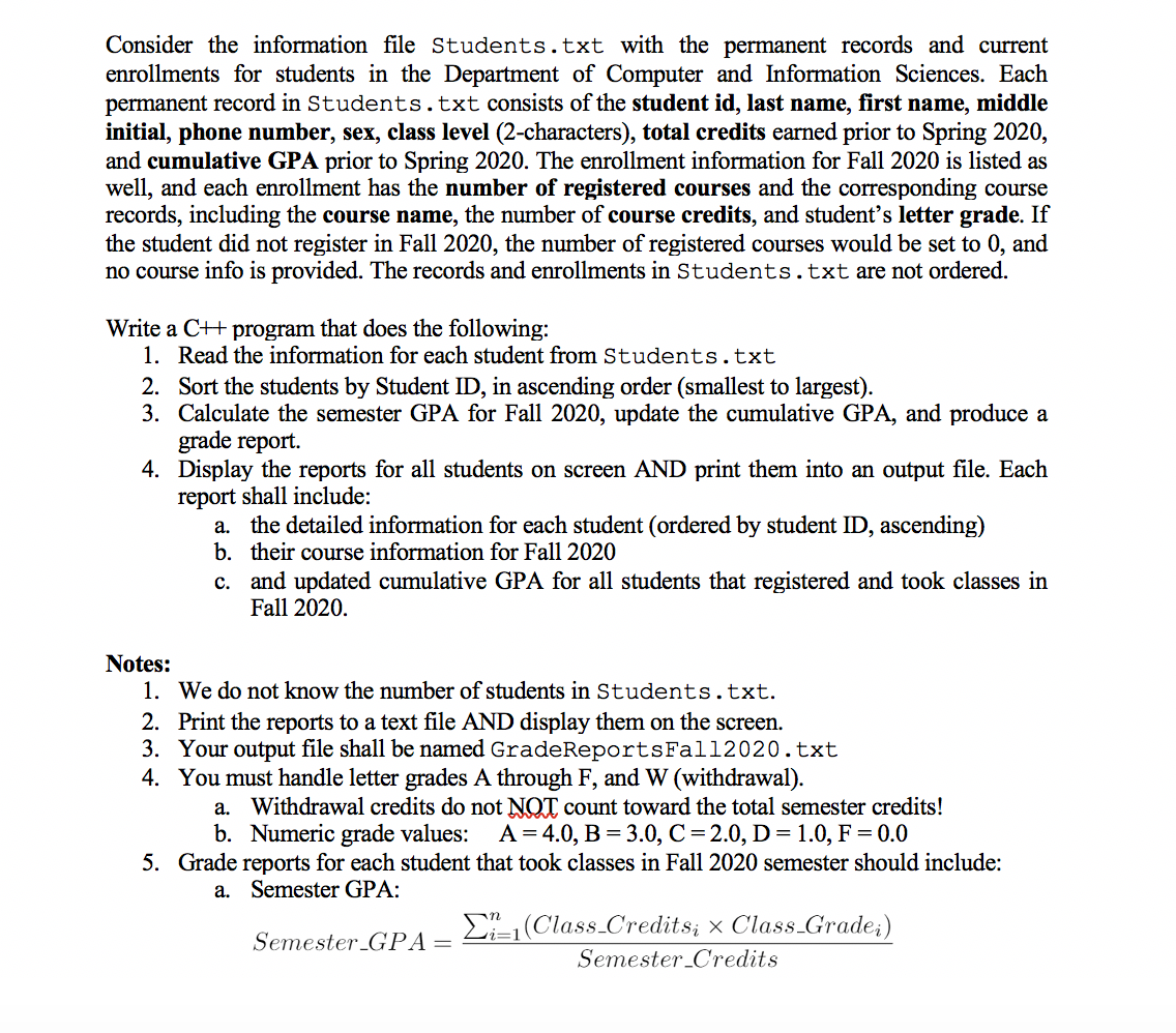 Solved Consider the information file Students.txt with the | Chegg.com